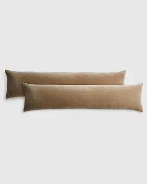 Quince Cotton Velvet Oversized Lumbar Pillow Cover Taupe