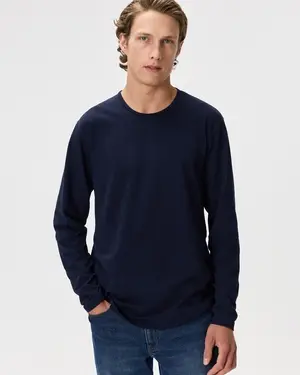 Quince Flex Curve Long Sleeve T-shirt - Deep Navy
