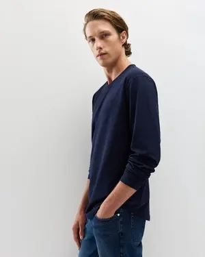 Quince Flex Curve Long Sleeve T-shirt - Deep Navy