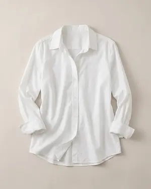 Quince Organic Cotton Poplin Long Sleeve Shirt - Classic White