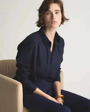 Quince Organic Cotton Poplin Shirt - Navy
