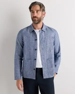 Quince 100% European Linen Chore Jacket - Chambray Blue