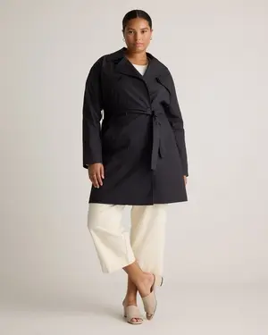 Quince Comfort Stretch Trench Coat - Midnight Black