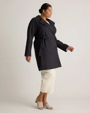 Quince Comfort Stretch Trench Coat - Midnight Black