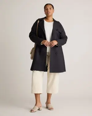 Quince Comfort Stretch Trench Coat - Midnight Black