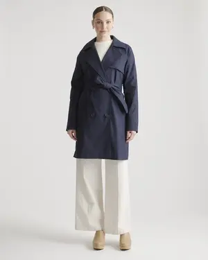 Quince Comfort Stretch Trench Coat - Navy