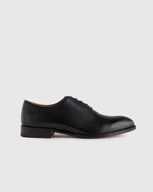 Quince Calfskin Leather Plain Toe Oxford - Black
