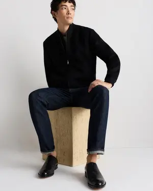 Quince Calfskin Leather Plain Toe Oxford - Black