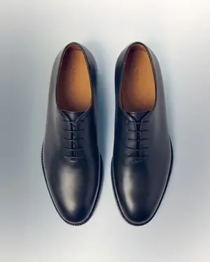 Quince Calfskin Leather Plain Toe Oxford - Black