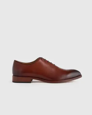 Quince Calfskin Leather Plain Toe Oxford - Brandy