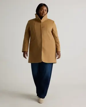Quince Italian Wool Cocoon Coat - Caramel