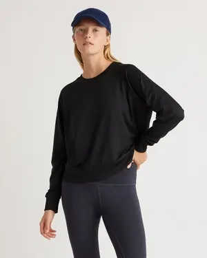 Quince Flowknit Pullover Crew - Black