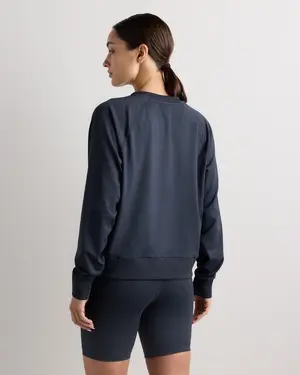 Quince Flowknit Pullover Crew - Heather Deep Navy
