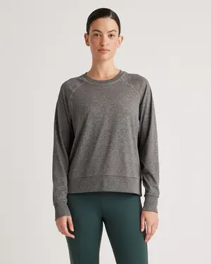 Quince Flowknit Pullover Crew - Heather Grey