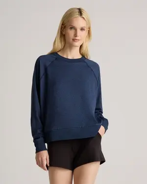 Quince Flowknit Pullover Crew - Heather Navy