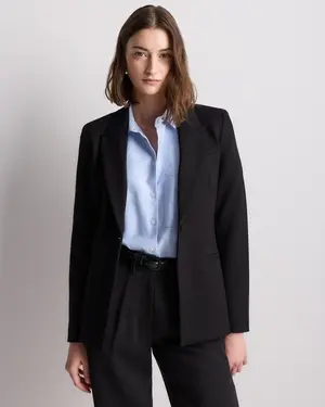 Quince Ultra-stretch Ponte Single-breasted Blazer - Black