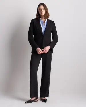 Quince Ultra-stretch Ponte Single-breasted Blazer - Black