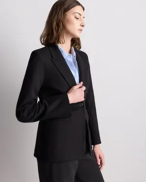 Quince Ultra-stretch Ponte Single-breasted Blazer - Black