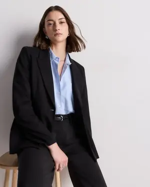Quince Ultra-stretch Ponte Single-breasted Blazer - Black