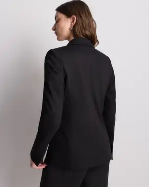 Quince Ultra-stretch Ponte Single-breasted Blazer - Black