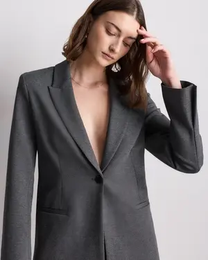 Quince Ultra-stretch Ponte Single-breasted Blazer - Charcoal