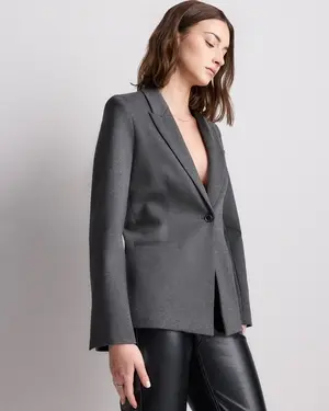 Quince Ultra-stretch Ponte Single-breasted Blazer - Charcoal