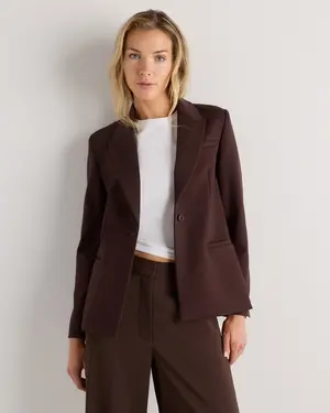 Quince Ultra-stretch Ponte Single-breasted Blazer - Espresso