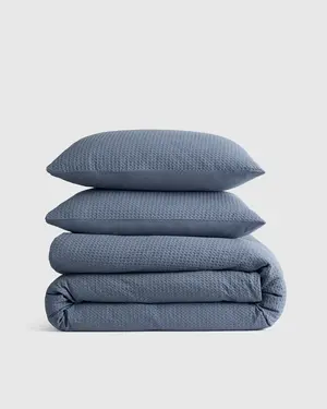 Quince Organic Luxe Honeycomb Duvet Cover Set - Mineral