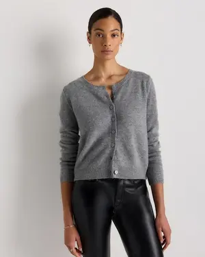 Quince Mongolian Cashmere Cardigan - Heather Grey
