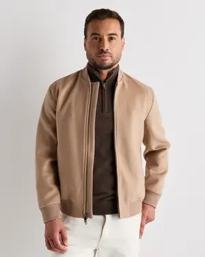 Quince Mongolian Cashmere Bomber Jacket - Camel