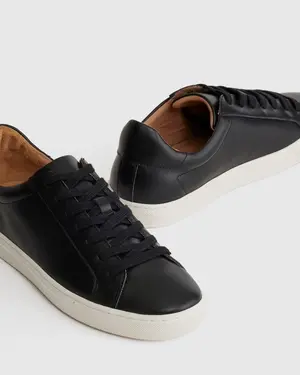 Quince Leather Low-top Sneaker - Black