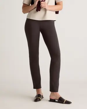 Quince Ultra-stretch Ponte Straight Leg Pants - Espresso