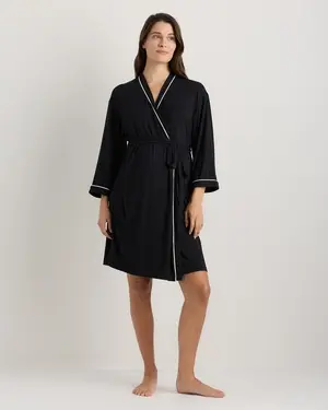 Quince Bamboo Jersey Maternity Robe - True Black