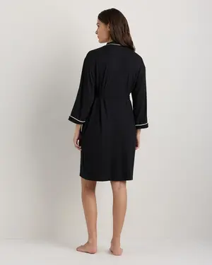 Quince Bamboo Jersey Maternity Robe - True Black