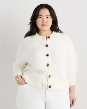 Quince Cropped Organic Cotton Cardigan Sweater - Ivory