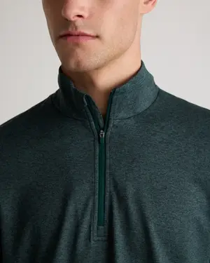 Quince Super Soft Performance Half-zip Pullover - Heather Green