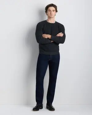 Quince Cashmere Waffle Crewneck Sweater - Charcoal