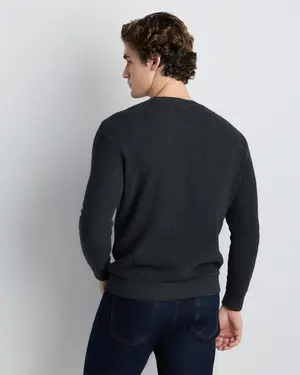 Quince Cashmere Waffle Crewneck Sweater - Charcoal