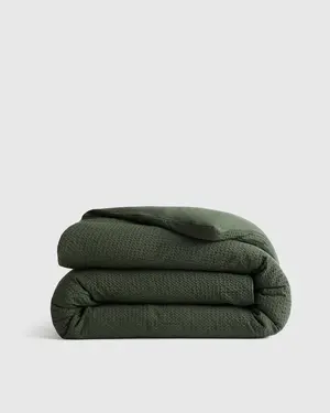 Quince Organic Luxe Honeycomb Duvet Cover - Pine
