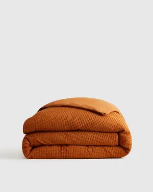 Quince Organic Luxe Honeycomb Duvet Cover Terracotta