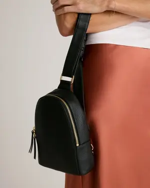 Quince Italian Leather Sling Pack - Black