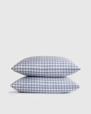 Quince Organic Crisp Percale Gingham Sham Set - Mineral