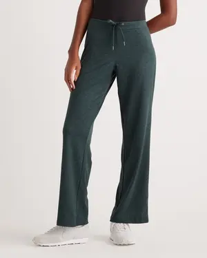 Quince Flowknit Wide Leg Pants - Heather Green