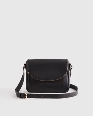 Quince Italian Leather Crossbody Bag - Black
