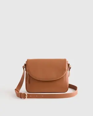 Quince Italian Leather Crossbody Bag - Cognac