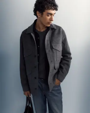 Quince Wool Cashmere Field Jacket - Heather Charcoal