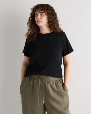 Quince Micro-rib Crewneck T-shirt - Black