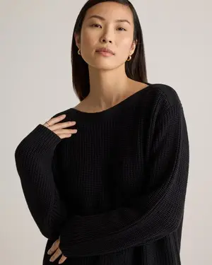 Quince Fisherman Boatneck Sweater - Black