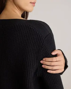 Quince Fisherman Boatneck Sweater - Black