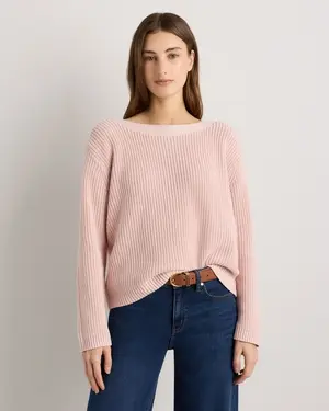 Quince Fisherman Boatneck Sweater - Shell Pink